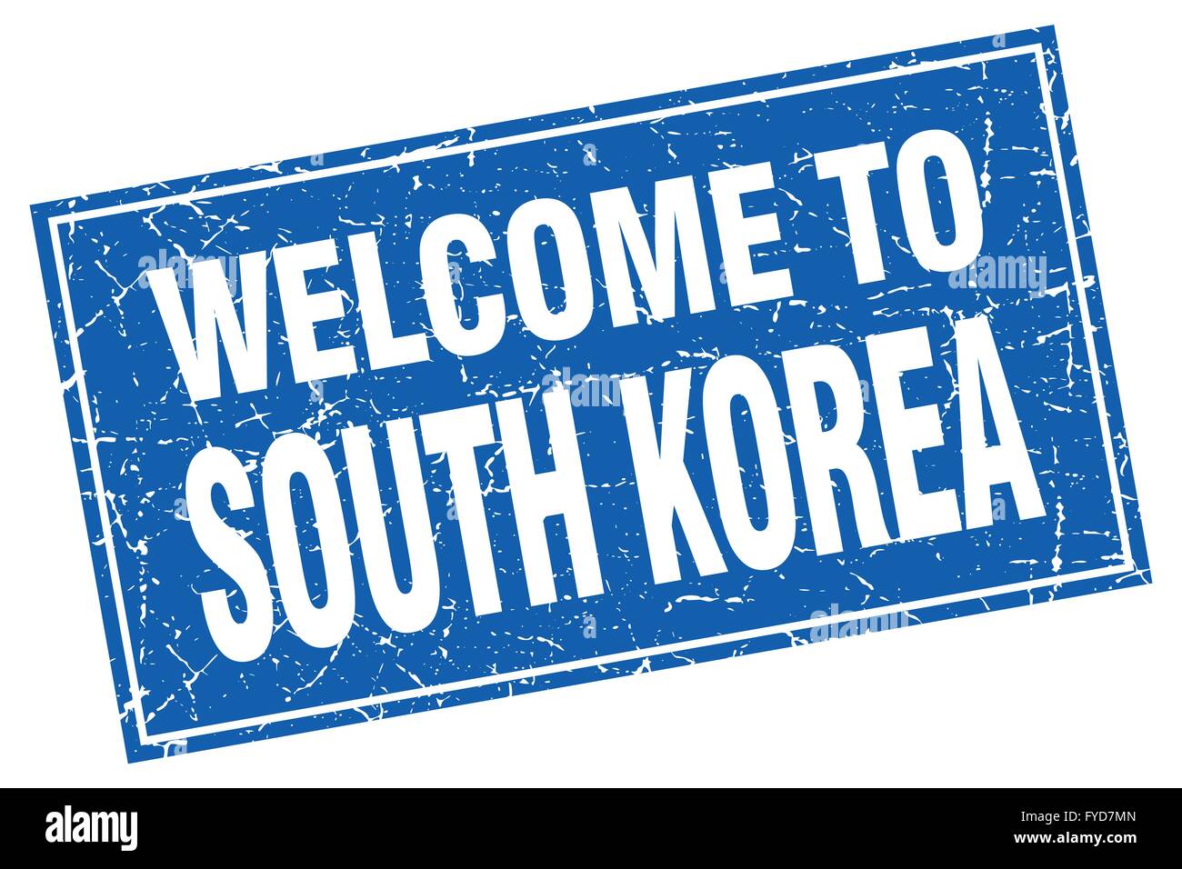 South Korea blue square grunge welcome to stamp Stock Vector Image ...