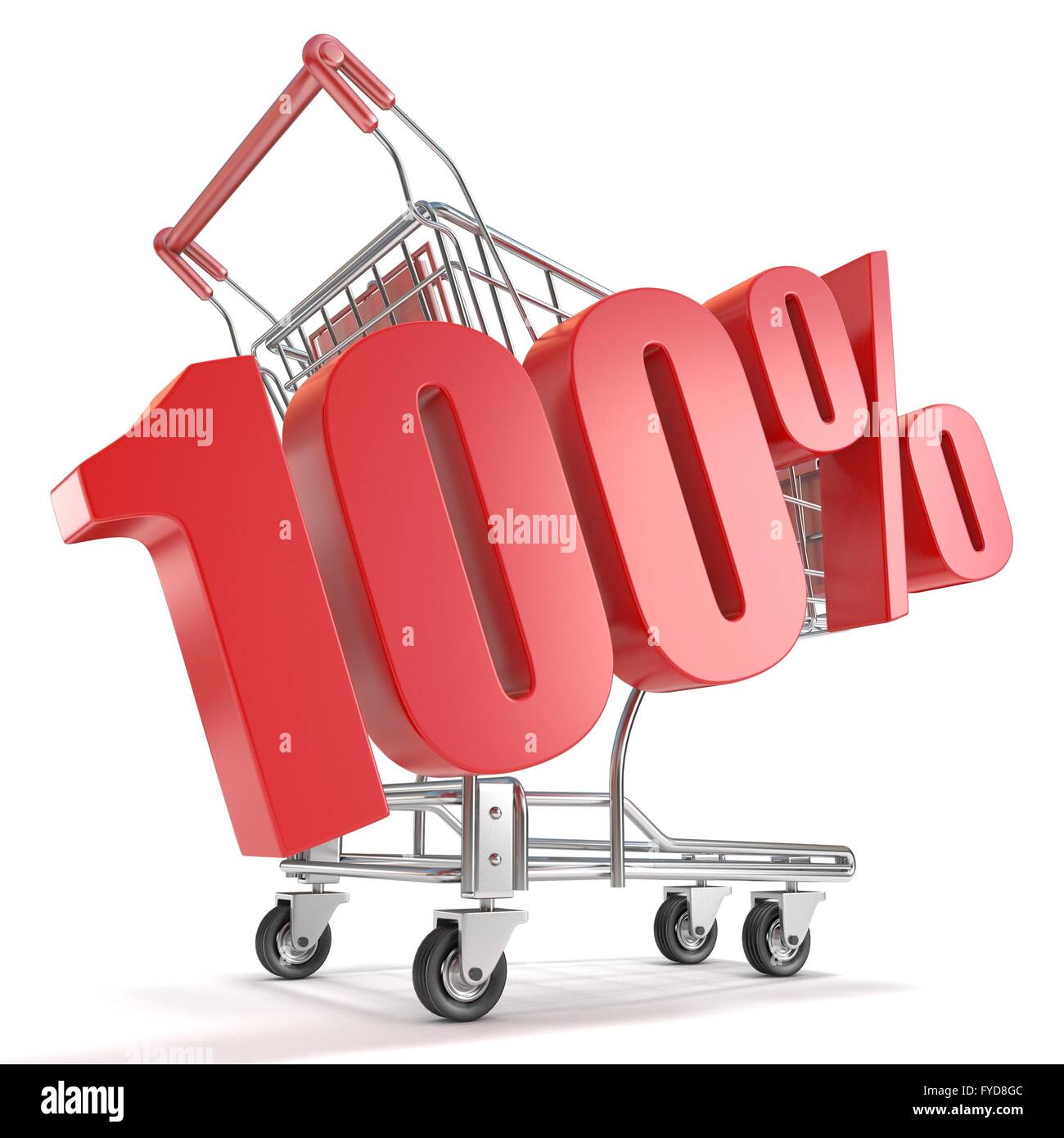 100% - hundred percent discount in front of shopping cart. Sale concept ...