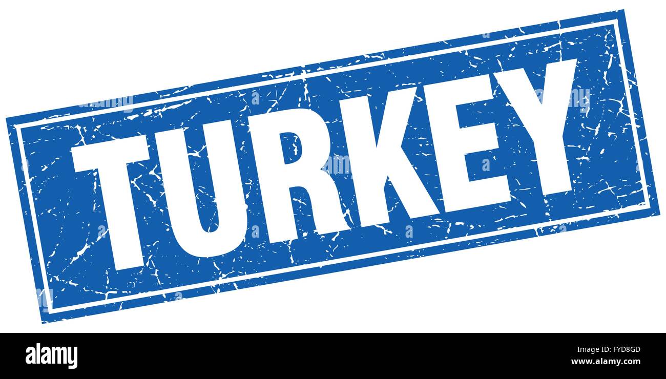 Turkey blue square grunge vintage isolated stamp Stock Vector Image ...
