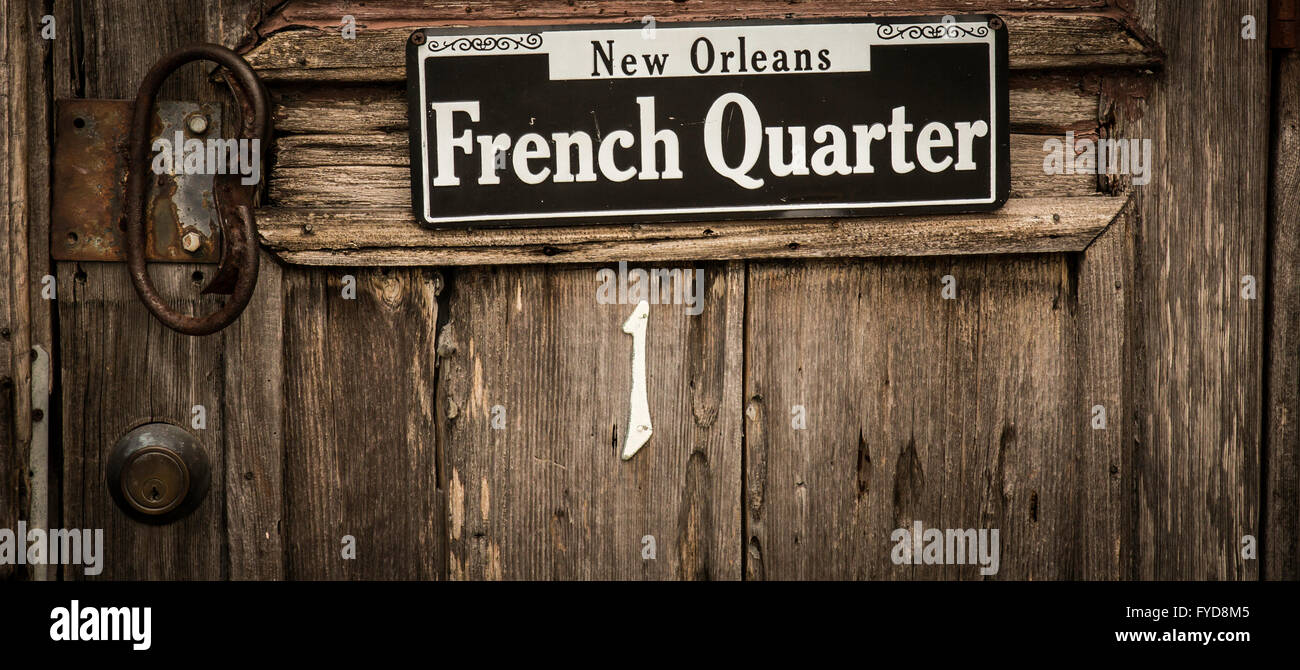 French Quarter sign on a door in New Orleans Stock Photo - Alamy