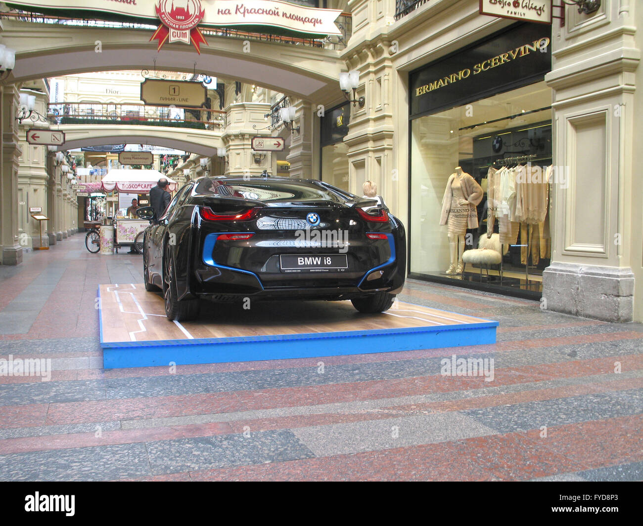 100 years of the BMW. The State Department Store. Moscow. BMW i8. Sport ...