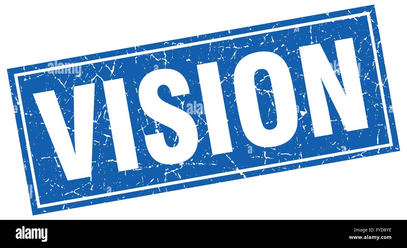 vision blue square grunge stamp on white Stock Vector Image & Art - Alamy
