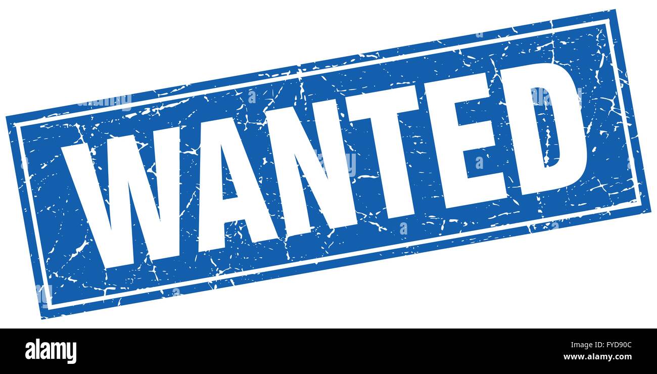 wanted blue square grunge stamp on white Stock Vector Image & Art - Alamy
