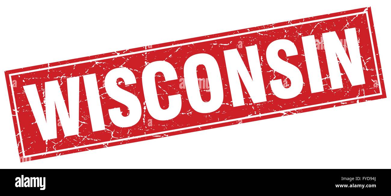 Wisconsin red square grunge vintage isolated stamp Stock Vector Image ...