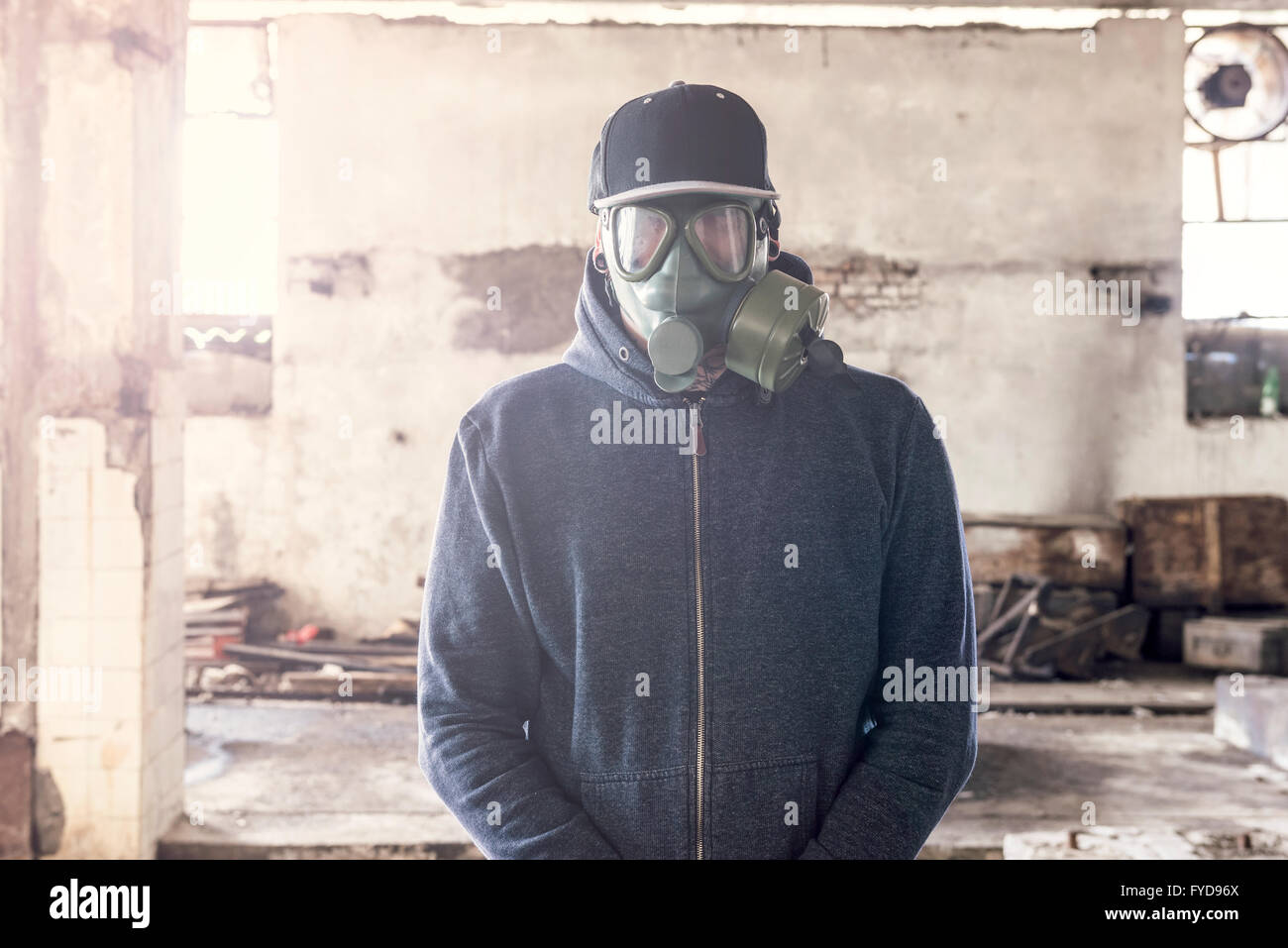 Portrait of man with gas mask on his face,selective focus Stock Photo ...