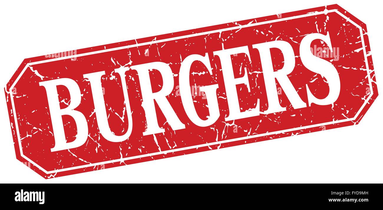 burgers red square vintage grunge isolated sign Stock Vector Image ...