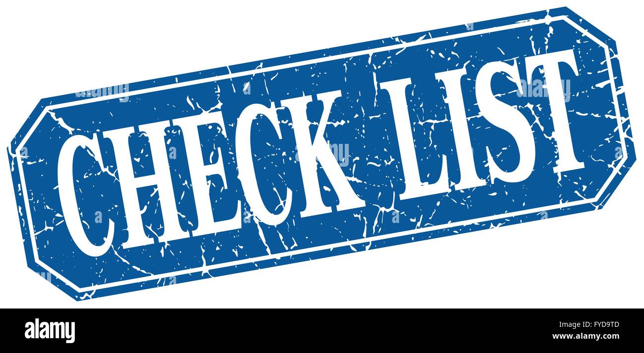 check list blue square vintage grunge isolated sign Stock Vector Image ...