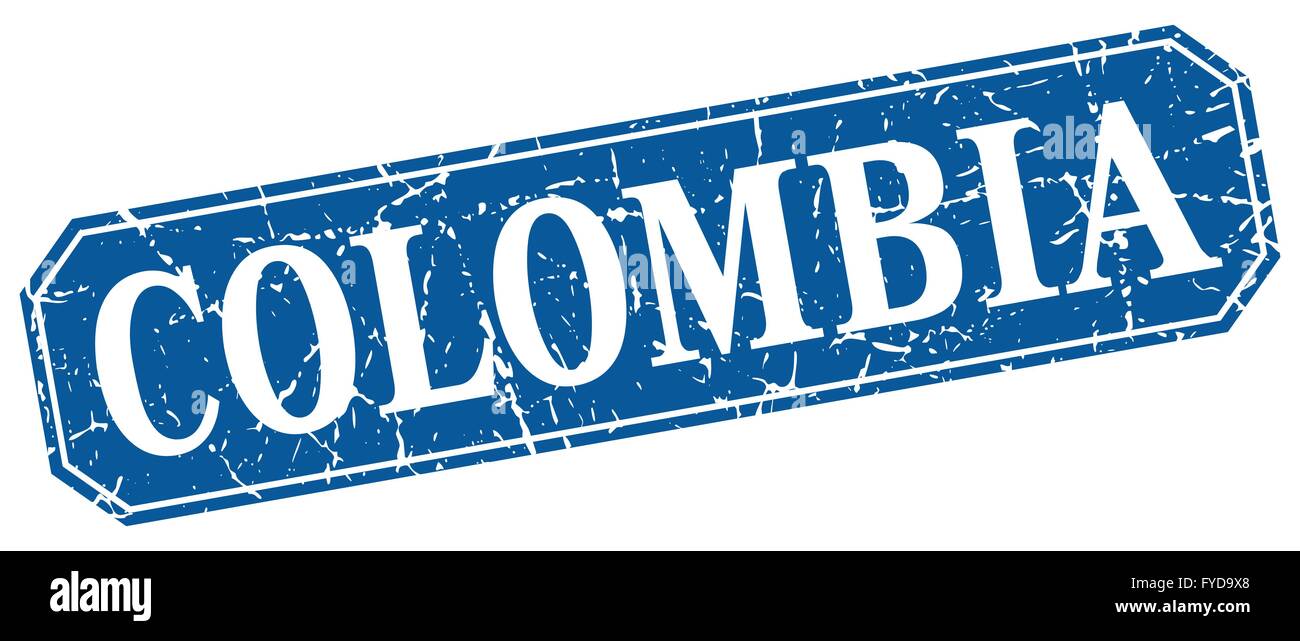 Colombia blue square grunge retro style sign Stock Vector Image & Art ...