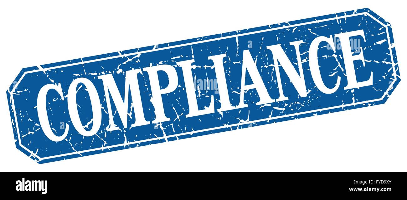 compliance blue square vintage grunge isolated sign Stock Vector Image ...