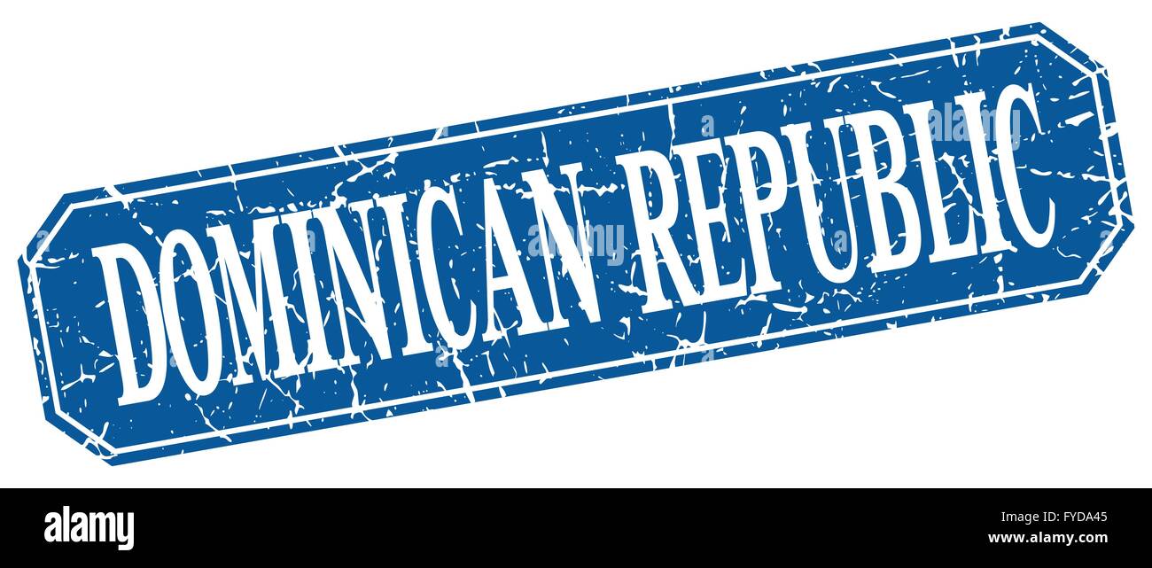 Dominican Republic blue square grunge retro style sign Stock Vector ...
