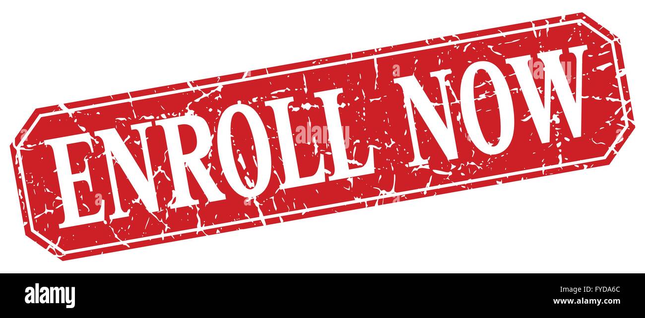 enroll now red square vintage grunge isolated sign Stock Vector Image ...