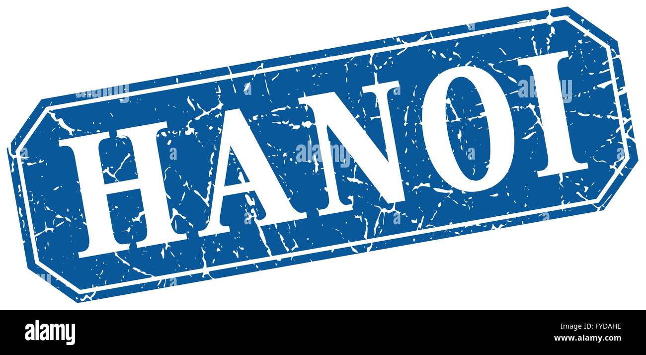 Hanoi blue square grunge retro style sign Stock Vector Image & Art - Alamy