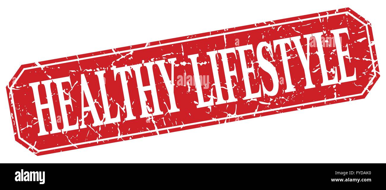 healthy lifestyle red square vintage grunge isolated sign Stock Vector ...