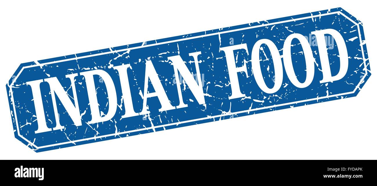 indian food blue square vintage grunge isolated sign Stock Vector Image ...