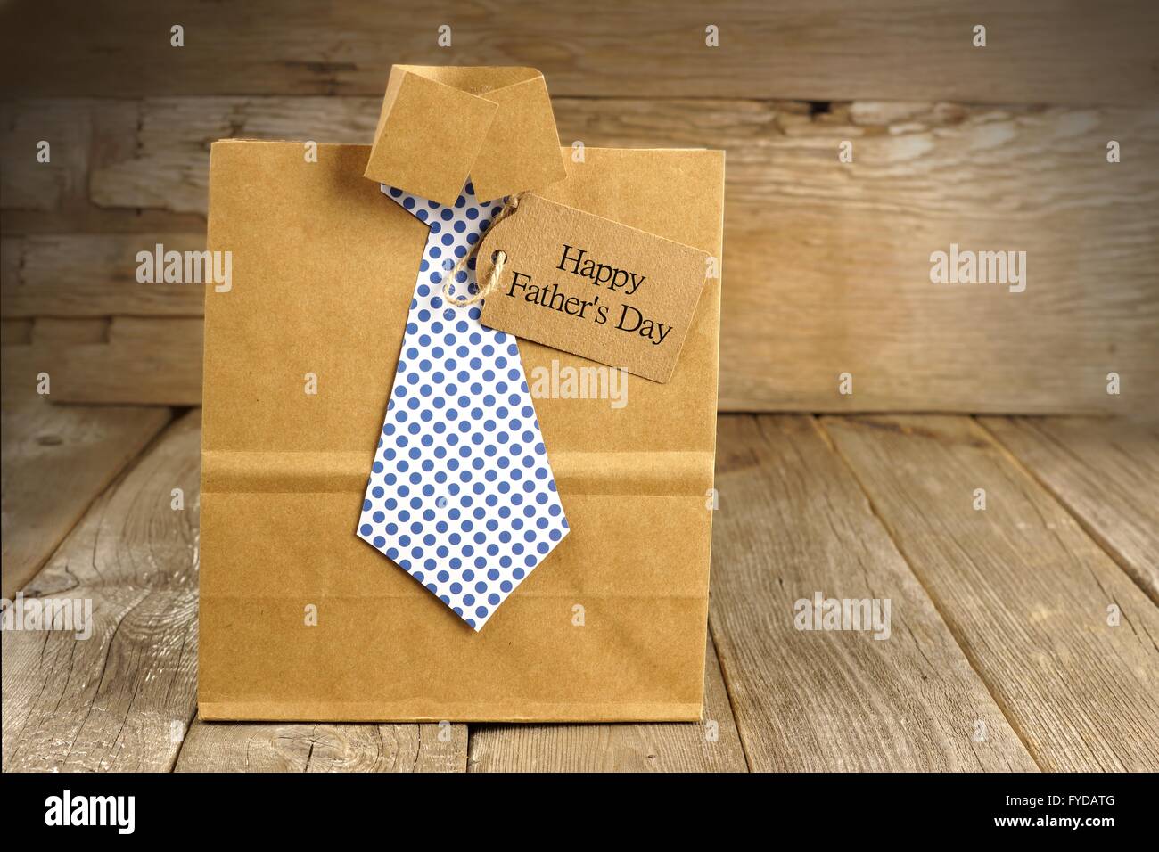 Fathers Day handmade shirt and tie gift bag with greeting card on a ...