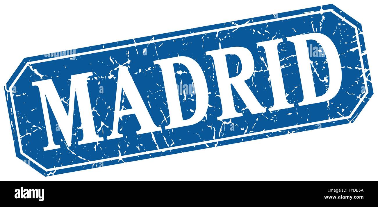 Madrid blue square grunge retro style sign Stock Vector Image & Art - Alamy