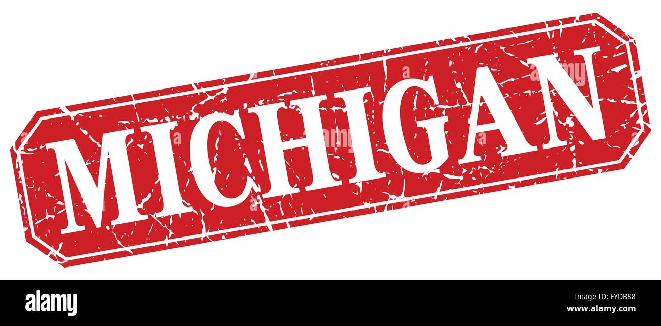 Michigan red square stamp Stock Vector Images - Alamy