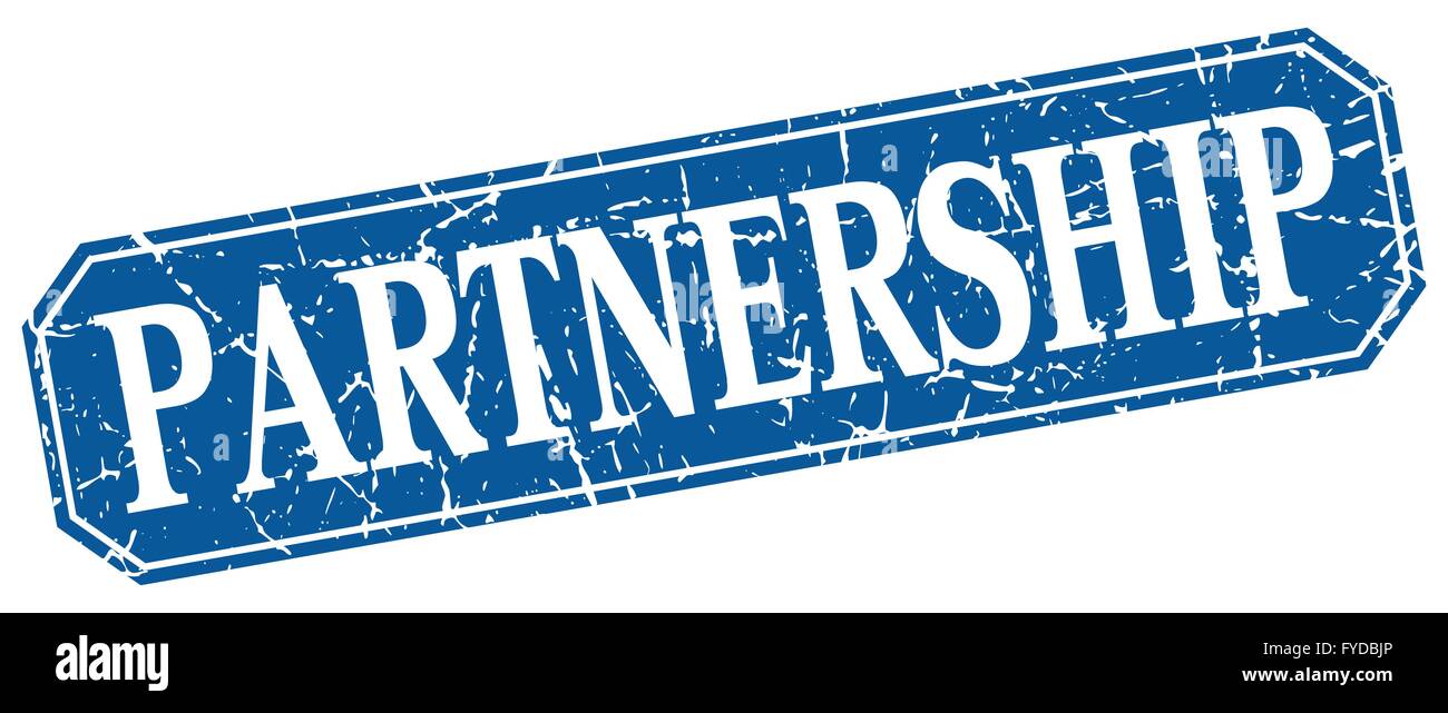 partnership blue square vintage grunge isolated sign Stock Vector Image ...