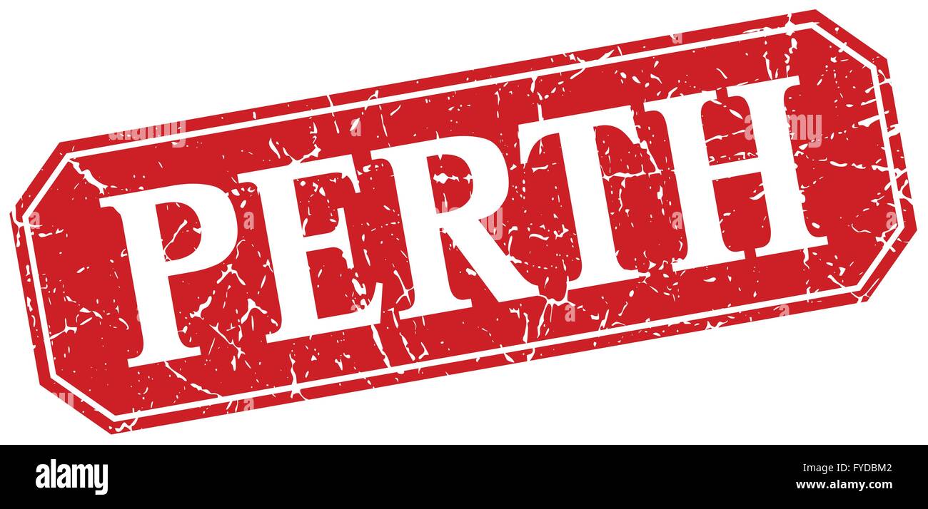 Perth red square grunge retro style sign Stock Vector Image & Art - Alamy