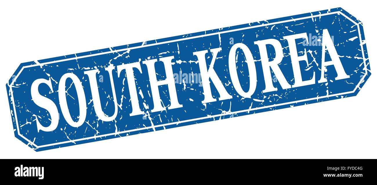 South Korea blue square grunge retro style sign Stock Vector Image ...