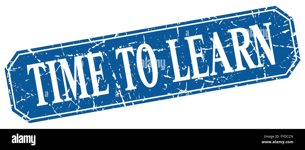 Time learn blue square hi-res stock photography and images - Alamy