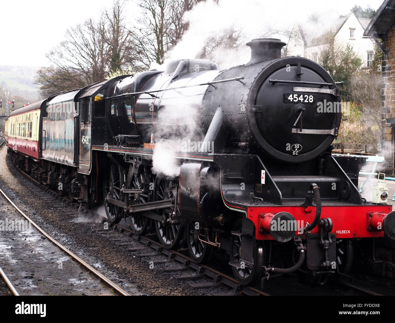 The steam locomotive 45428 "Eric Treacy" at Grosmont station on the ...