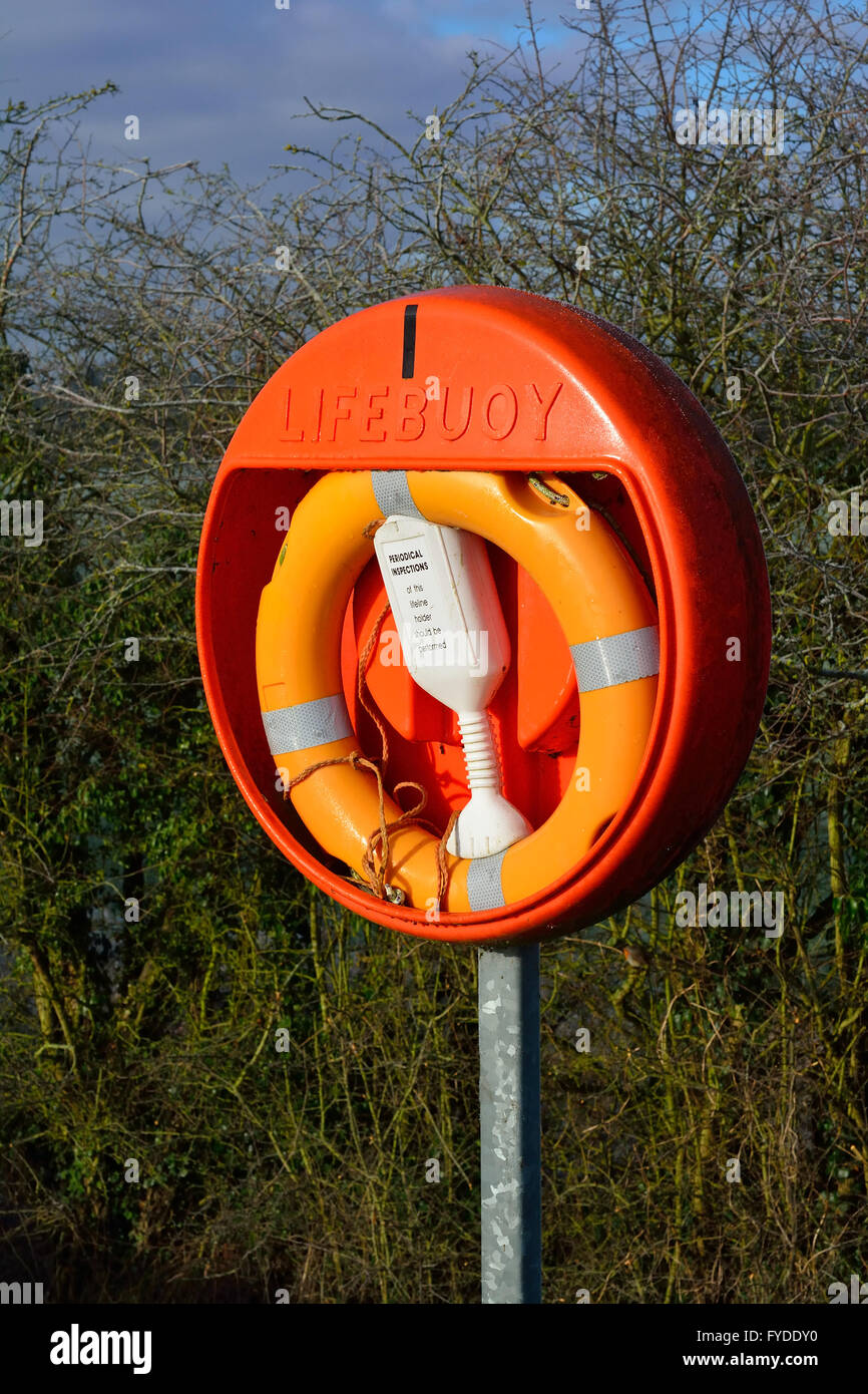Lifebuoy emergency ring holder Stock Photo - Alamy