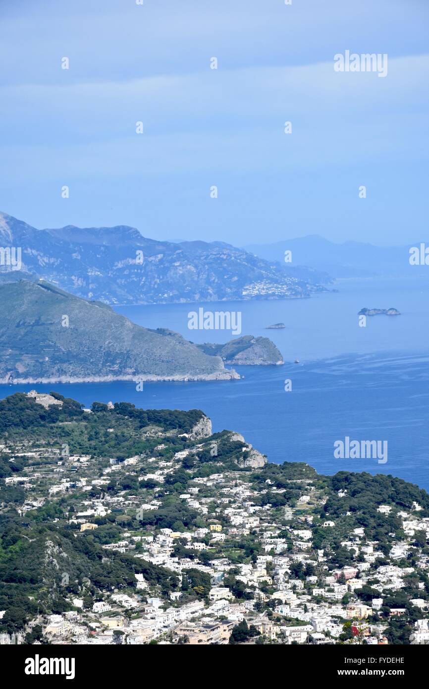 View from highest point in Anacapri, Capri island, Italy Stock Photo ...