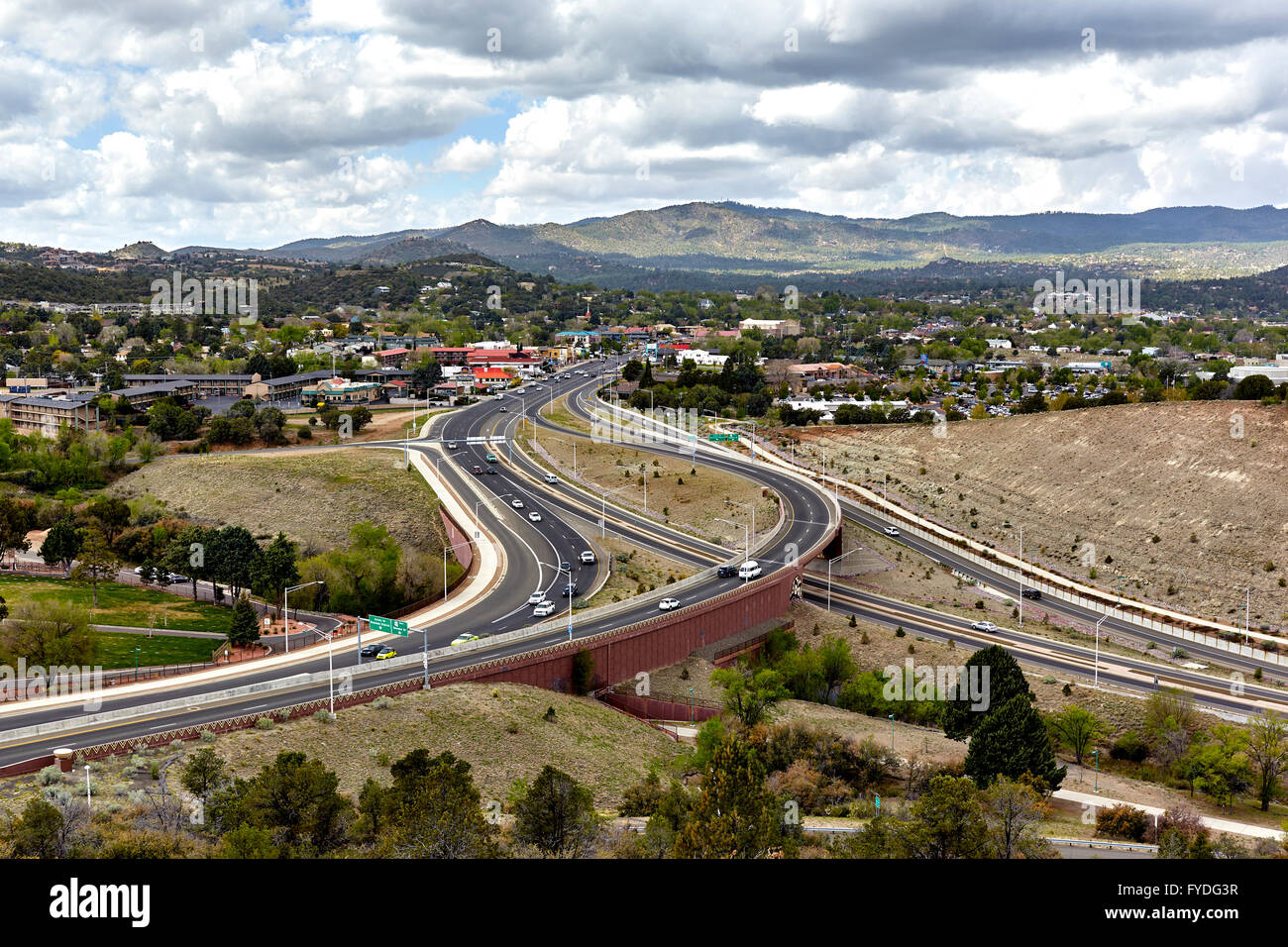 View of highway 69 intersecting highway 89 in Prescott Arizona with ...