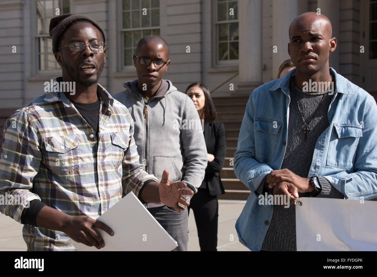 New York, USA. 25th April 2016. Ben Ndugga-Kabuye of the Black Alliance ...