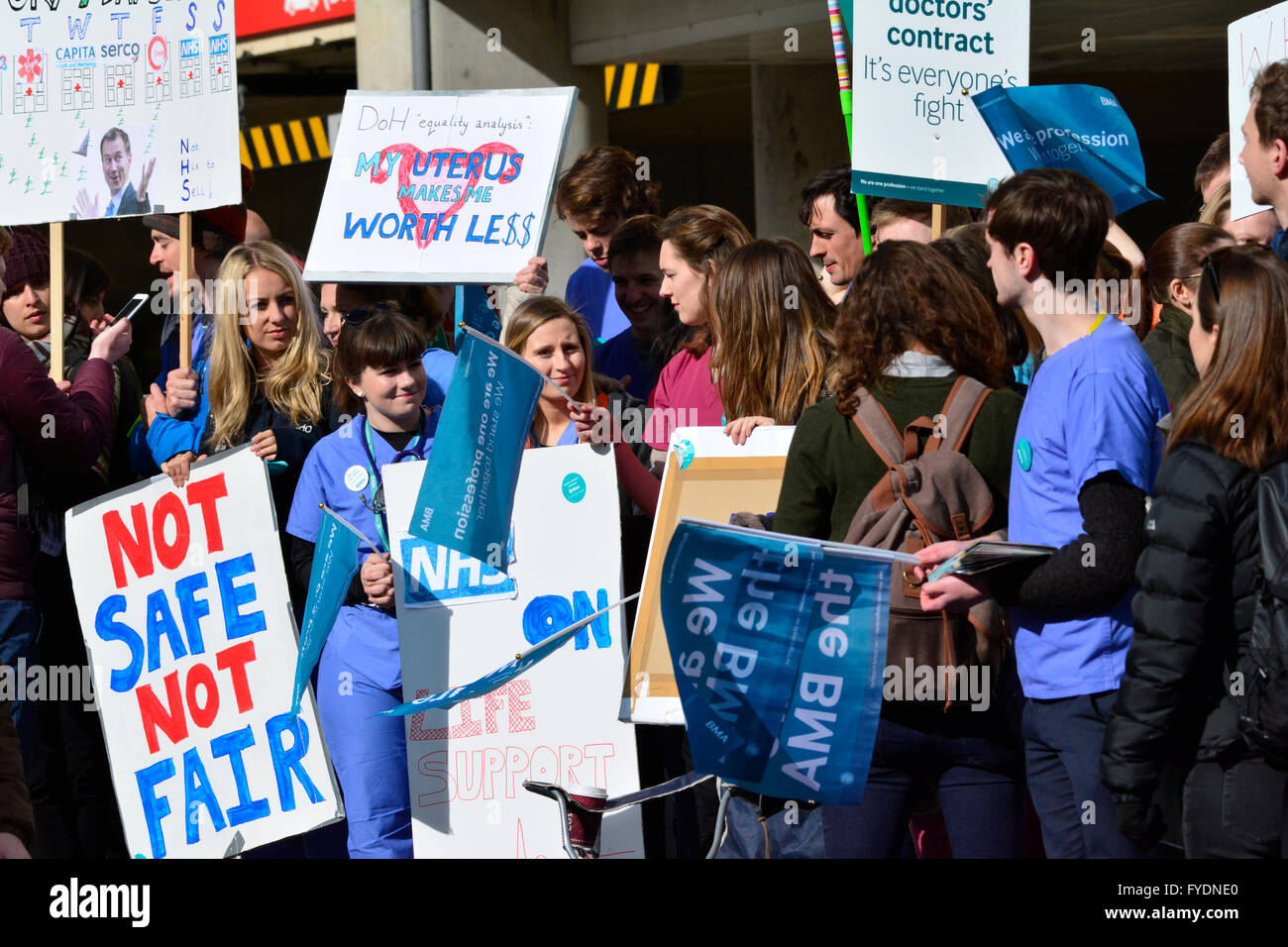 Bristol, UK. 26th April, 2016. Junior Doctors Strike outside of The ...
