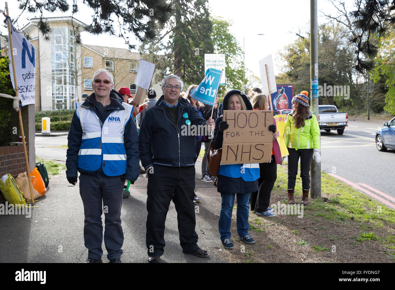 Farnborough, UK. 26th April, 2016. Junior Doctors stand outside the ...
