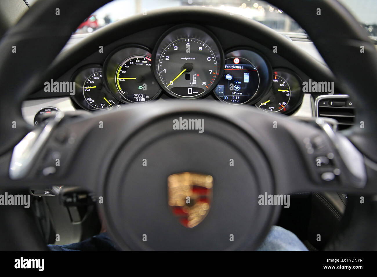 A car display depicts the energy consumption in the cockpit of a ...
