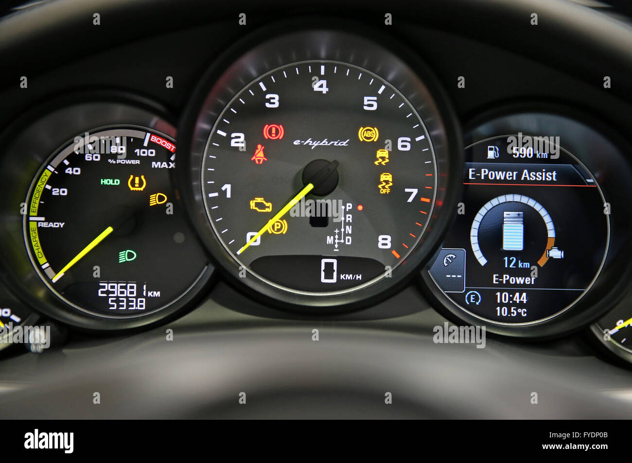 A car display depicts the energy consumption in the cockpit of a ...