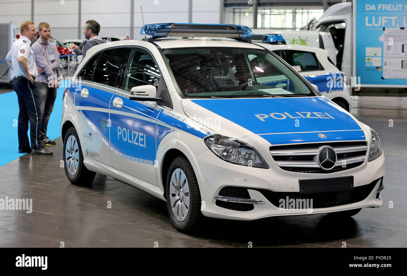 An electric vehicle of the Police (Mercedes B Class) during a ...