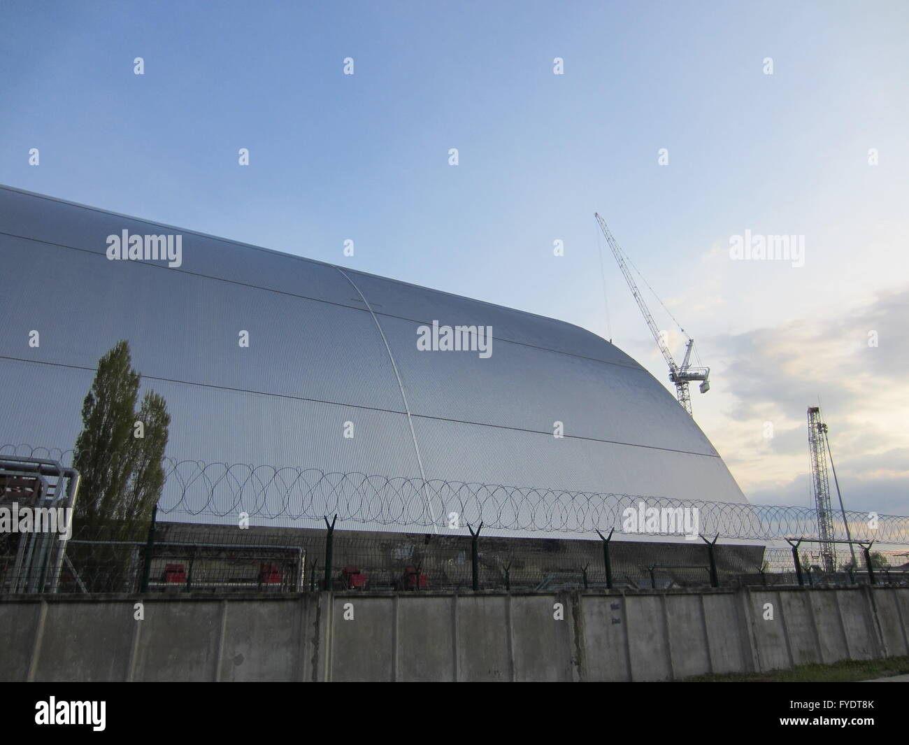 Prypyat, Ukraine. 25th Apr, 2016. The steel roof for the frail concrete ...
