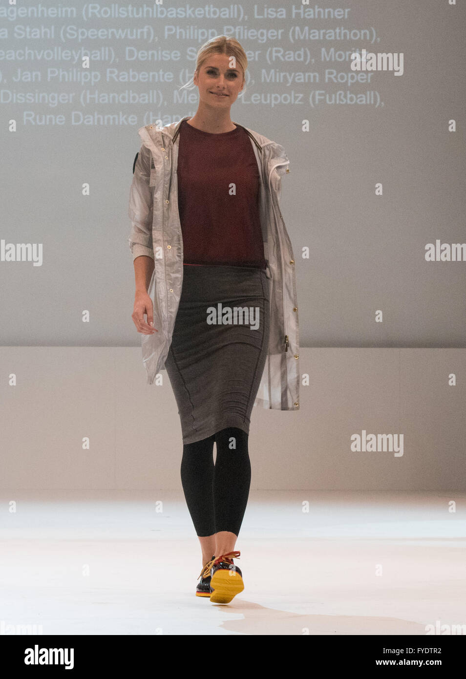 Topmodel Lena Gercke presenting outfits designed for the German ...