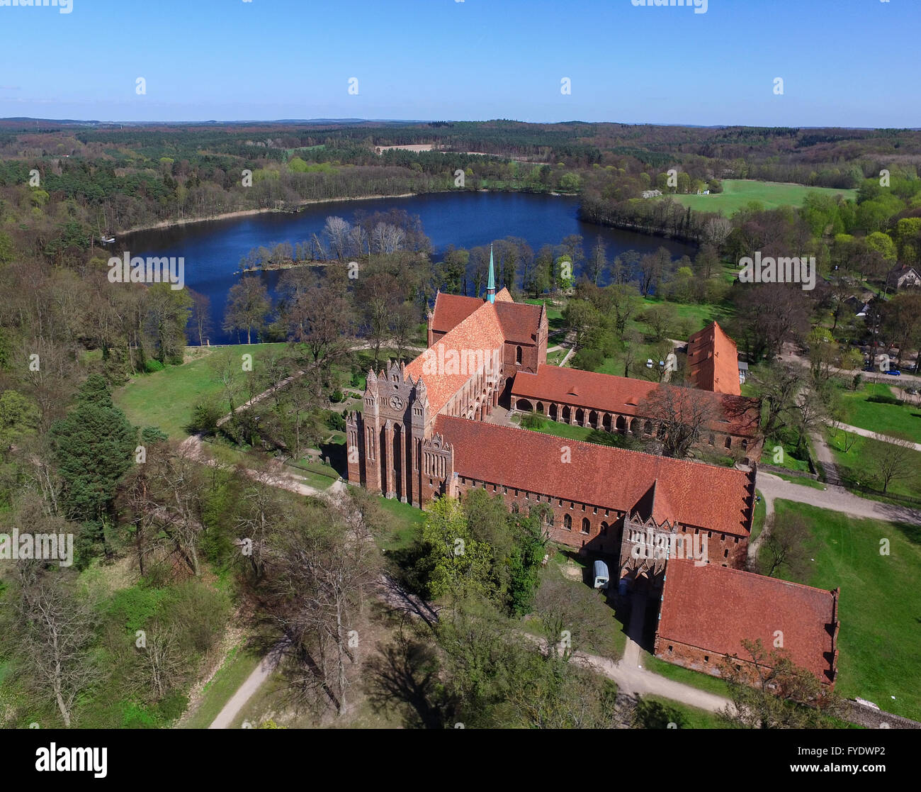 Chorin, Germany. 21st Apr, 2016. A clear blue sky above the Cloister ...