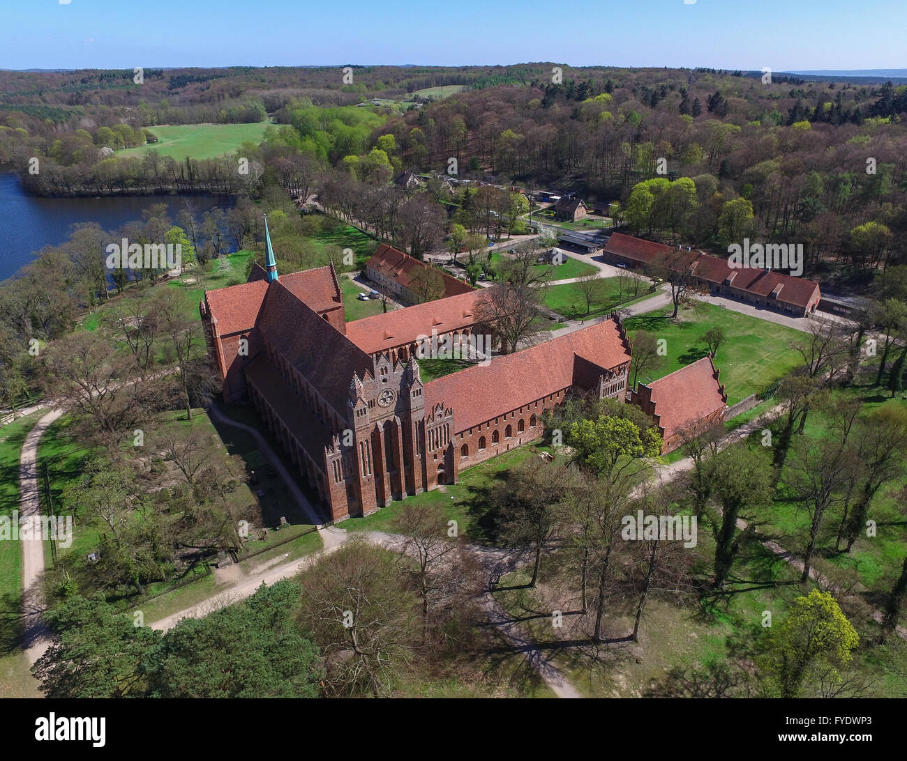 Chorin, Germany. 21st Apr, 2016. A clear blue sky above the Cloister ...