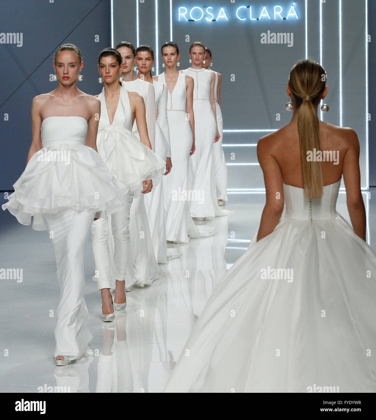 Barcelona, Spain. 26th Apr, 2016. Models present creations by Rosa ...