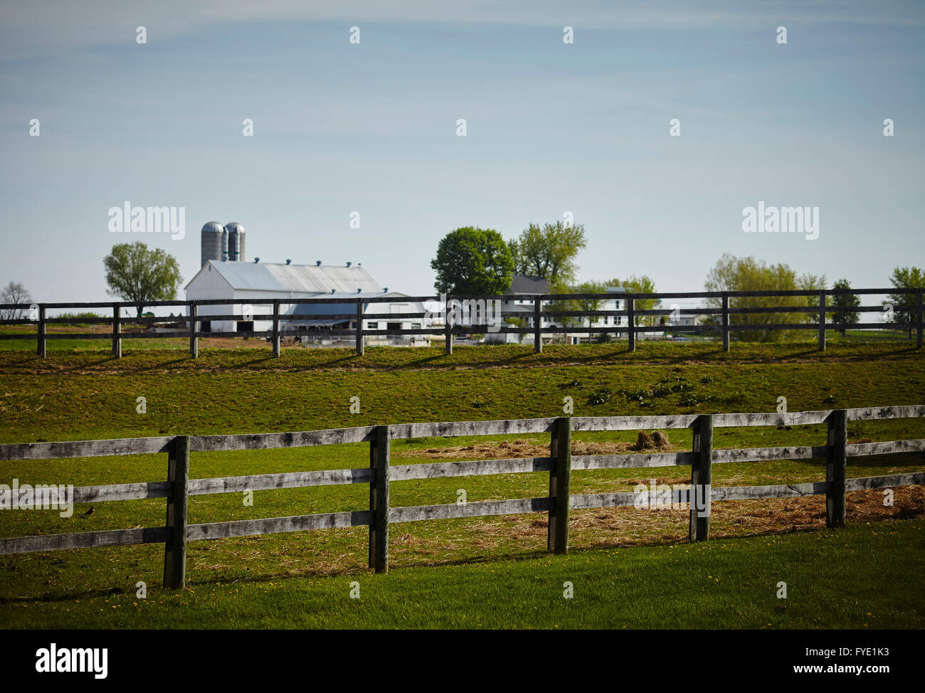 farm and fenced pasture, Elizabethtown, Lancaster County, Pennsylvania ...