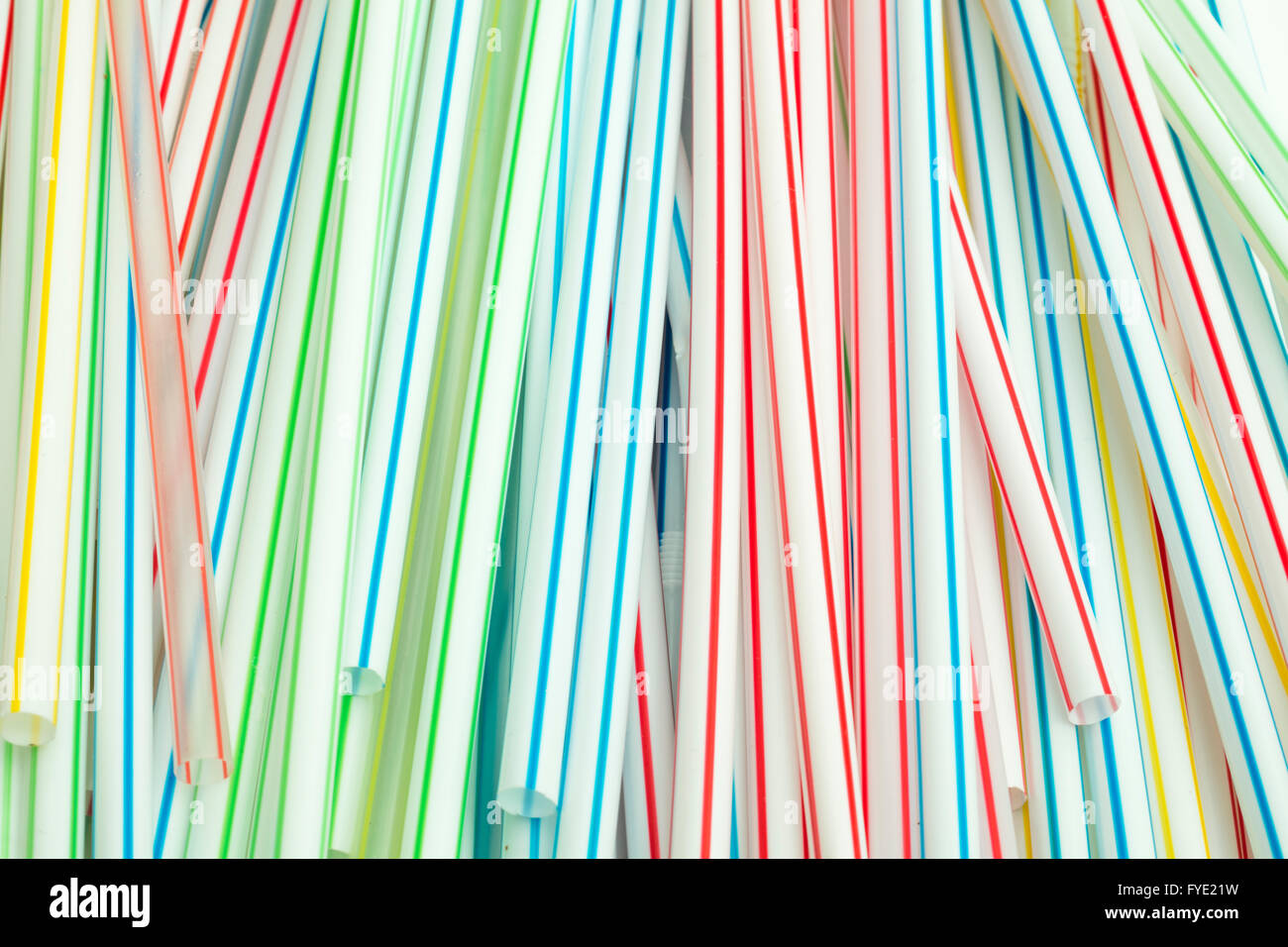 Detail of group of colorful drinking straws with unique perspective ...