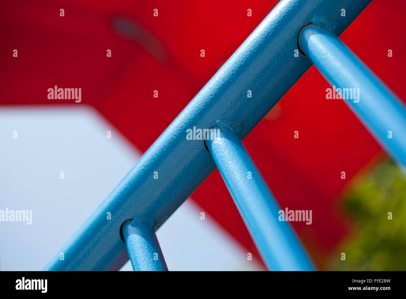 Detail of blue bars at park Stock Photo - Alamy