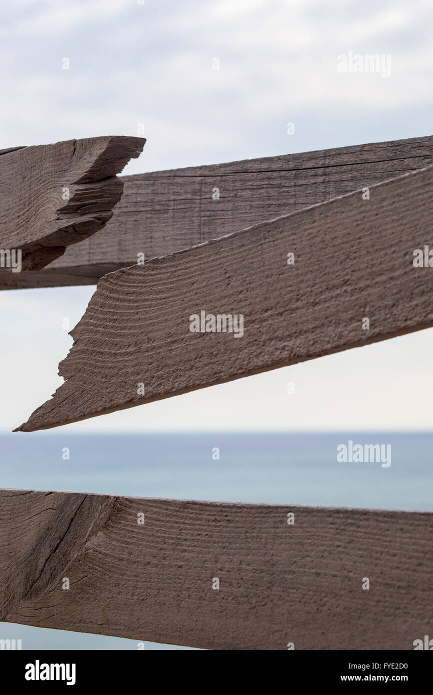 Broken wooden board at sea line Stock Photo - Alamy