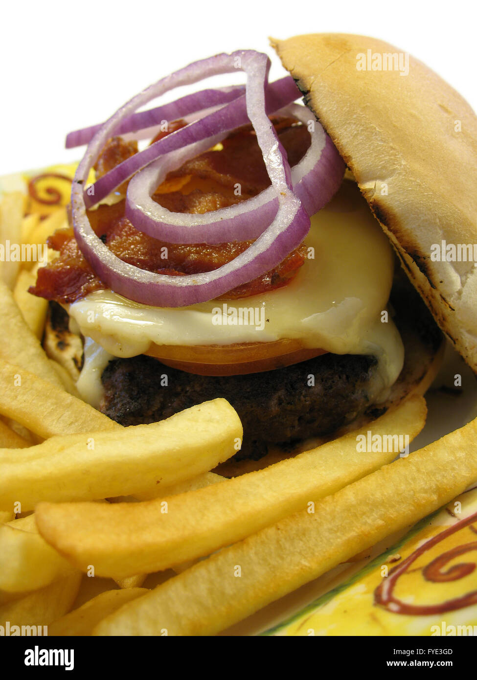 Burger and fries Stock Photo - Alamy