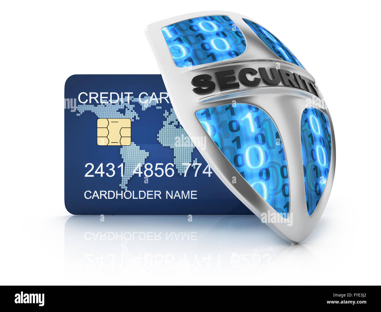 Credit card and security shield (done in 3d Stock Photo - Alamy