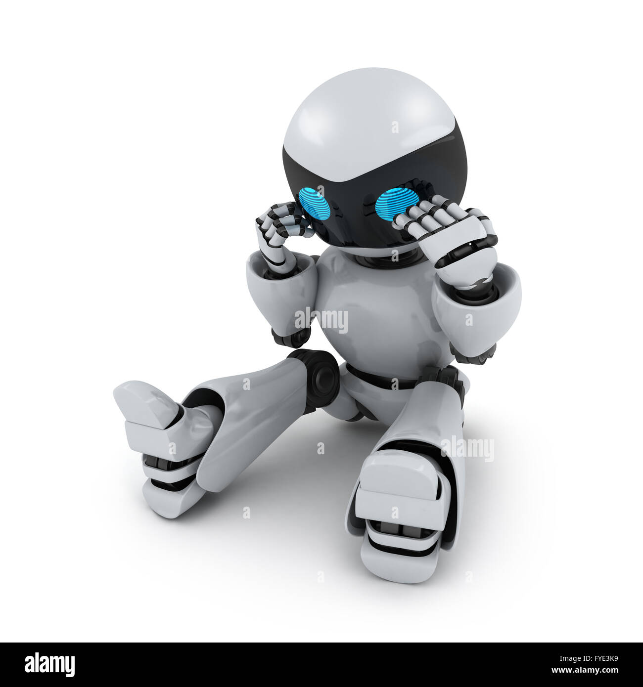 Robot in panic on white background (done in 3d Stock Photo - Alamy