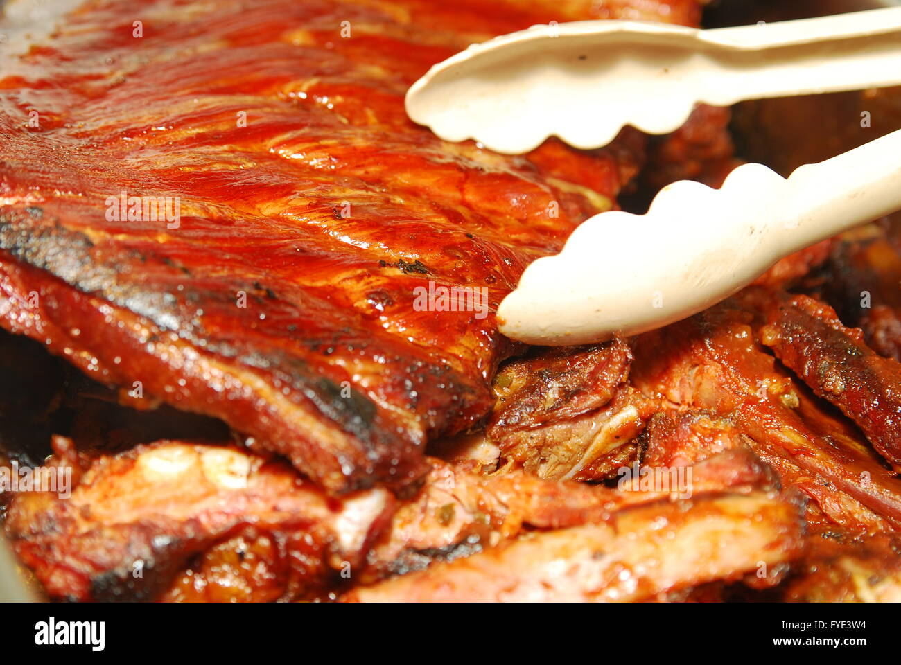 BBQ ribs in a buffet line Stock Photo - Alamy
