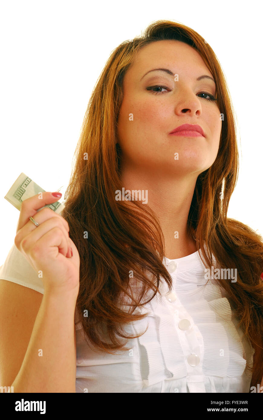 Woman with money Stock Photo - Alamy