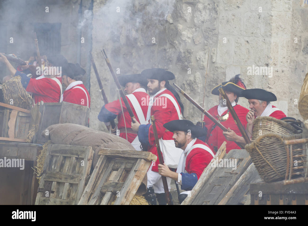 Defence and attack the castle during the re-enactment of the War of ...